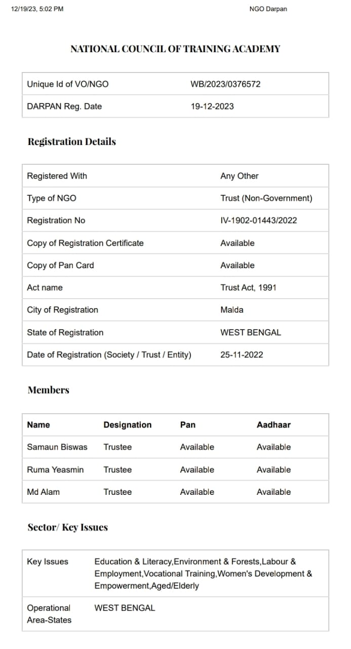 Our Certifications | National Council of Training Academy